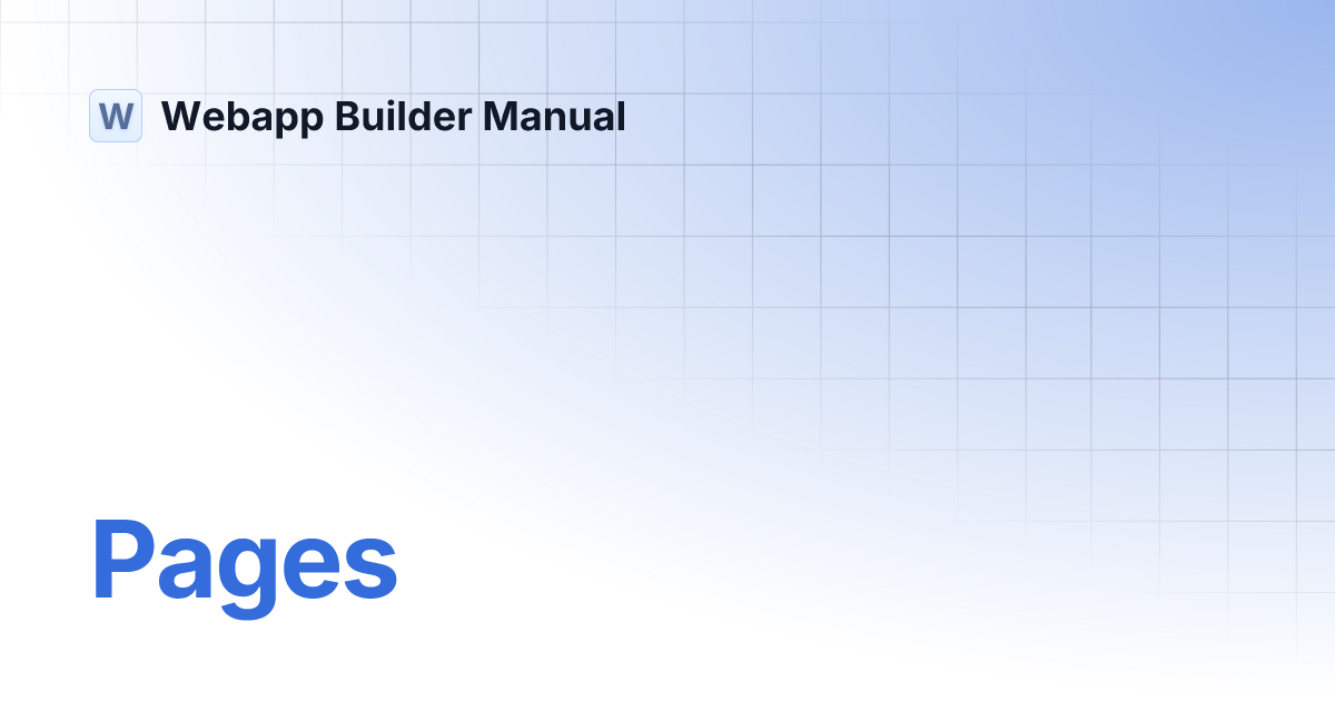 Pages | Webapp Builder Manual